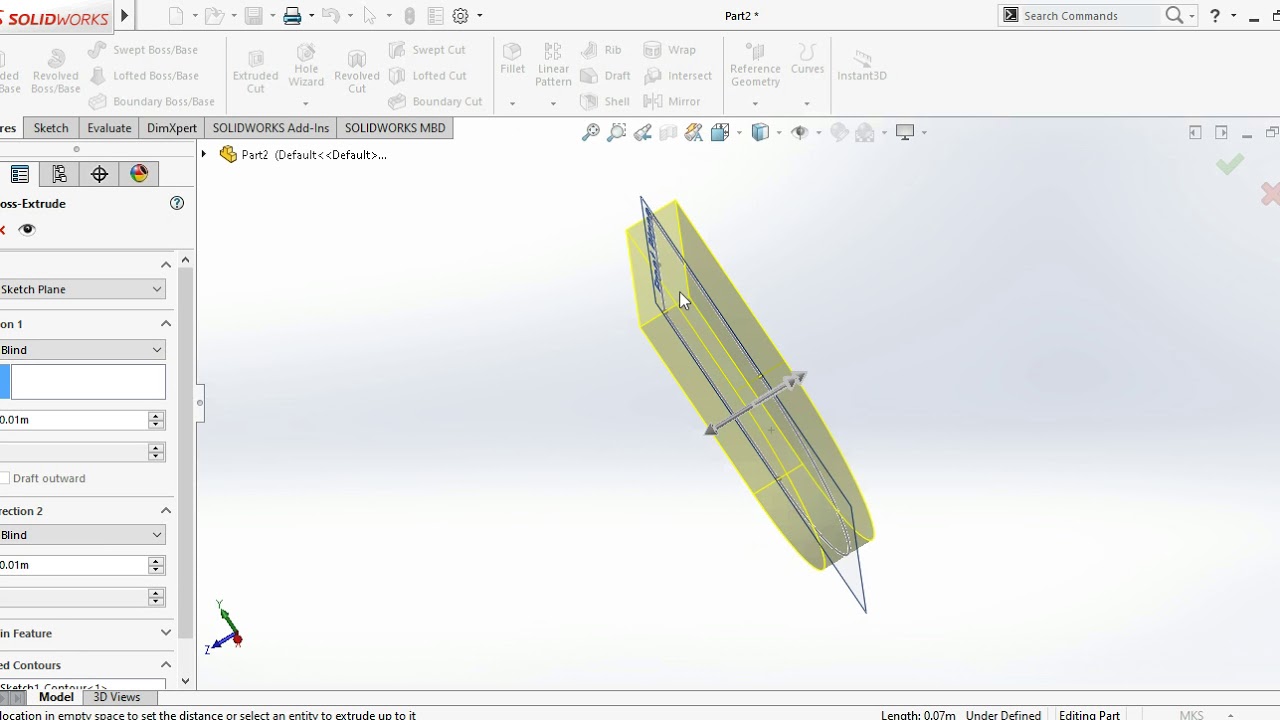 Solidworks Tutorial 5: Sketch, Extrude, Dimension Part 2| Solidwork full course in hindi - YouTube