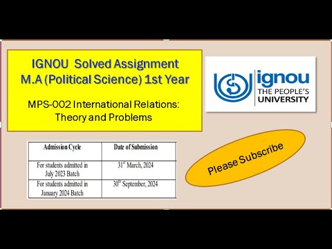 MPS-002 M.A (Political Science) IGNOU Solved Assignment 1st Year #mps # ...