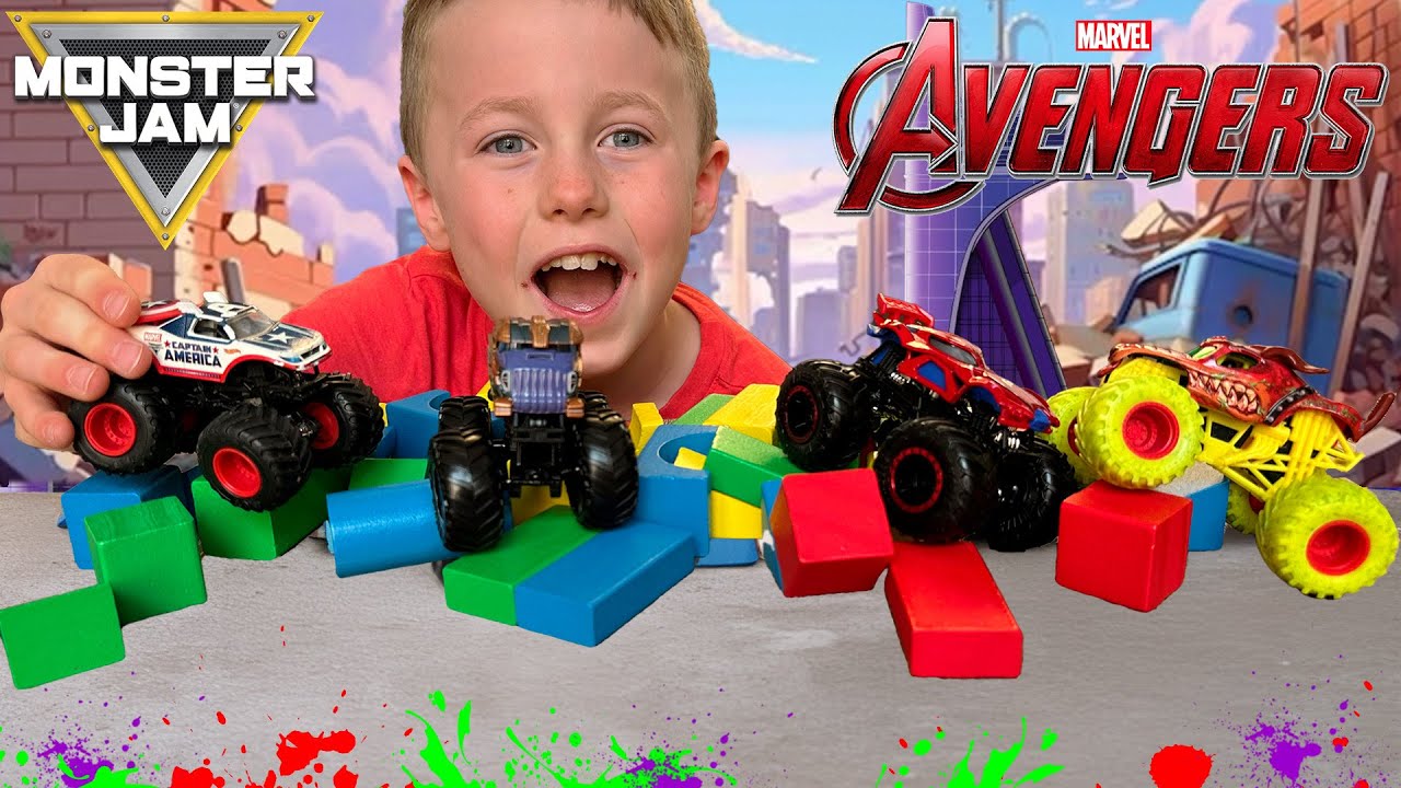 MARVEL AVENGERS MONSTER TRUCKS | Thanos Compilation - Griff's Garage ...