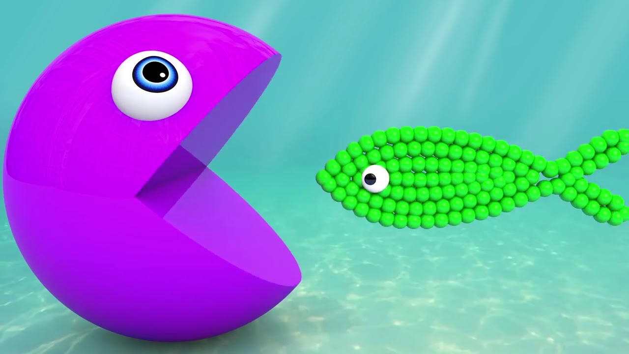 Learn Colors with PACMAN and Fish Shapes Underwater for Kid Children ...