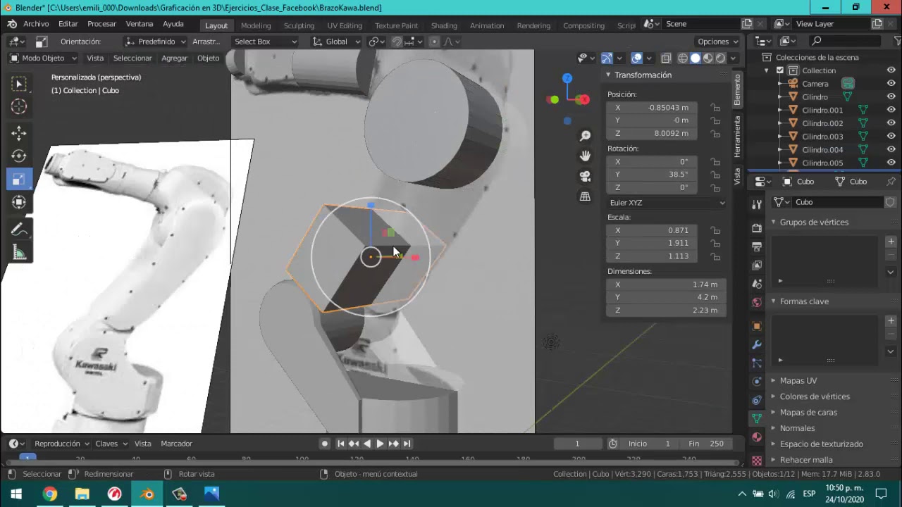 Graficación en 3D. Tarea 6. Brazo Robótico Kawasaki. - YouTube