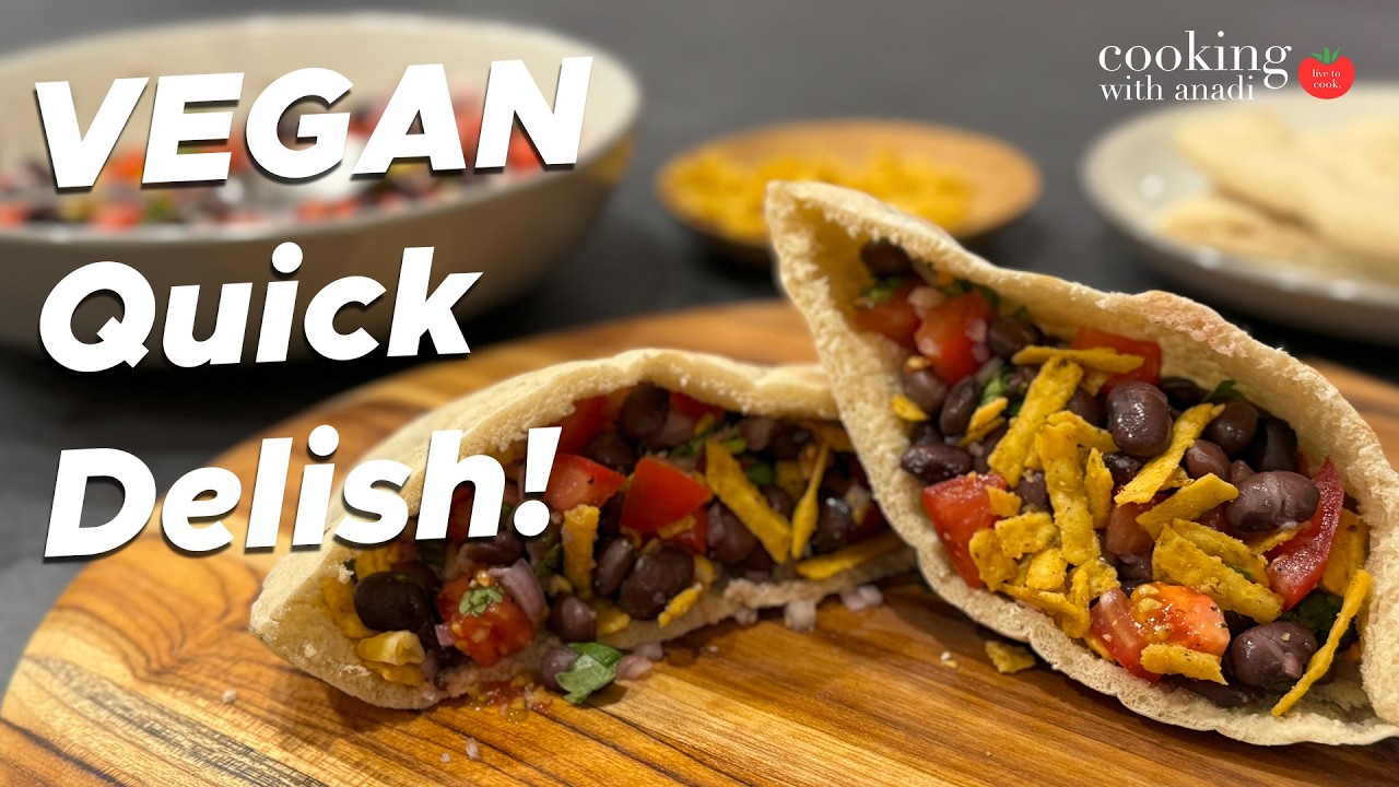 Quick Vegan Black Bean Pita Pockets For the BEST Lunch! - YouTube