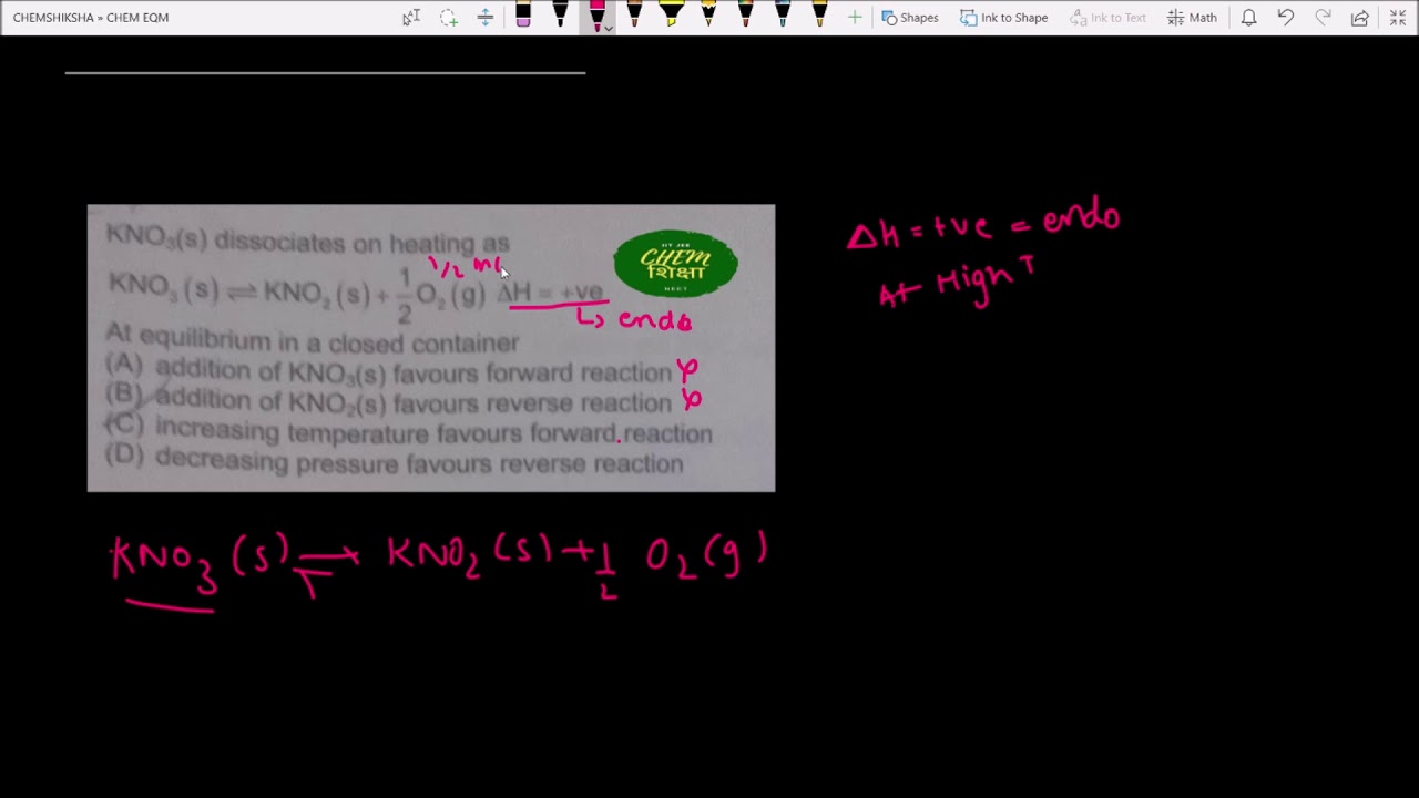 kno3 dissociates on heating as at equilibrium in a close container ...