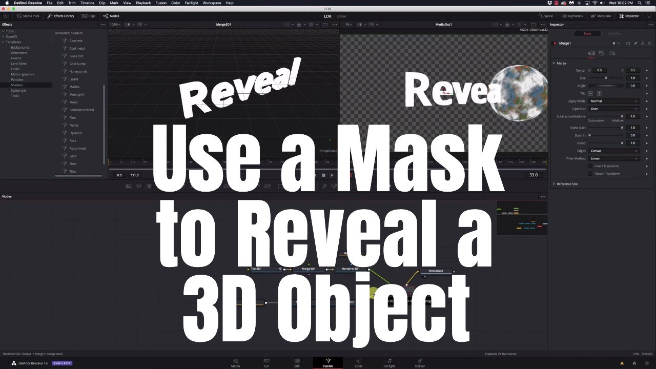 Reveal a 3D Object - Davinci Resolve Fusion - YouTube