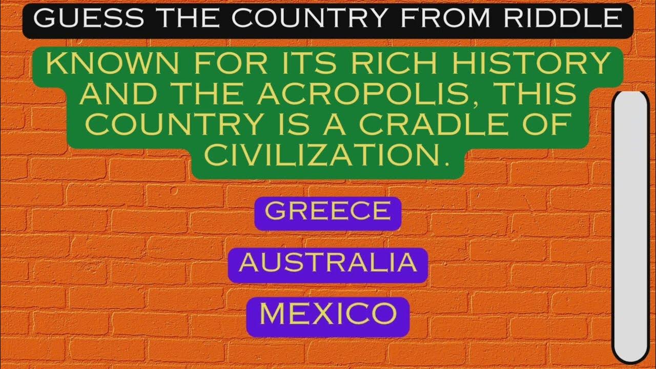 Country Riddle Challenge: Guess the country from Riddel - YouTube