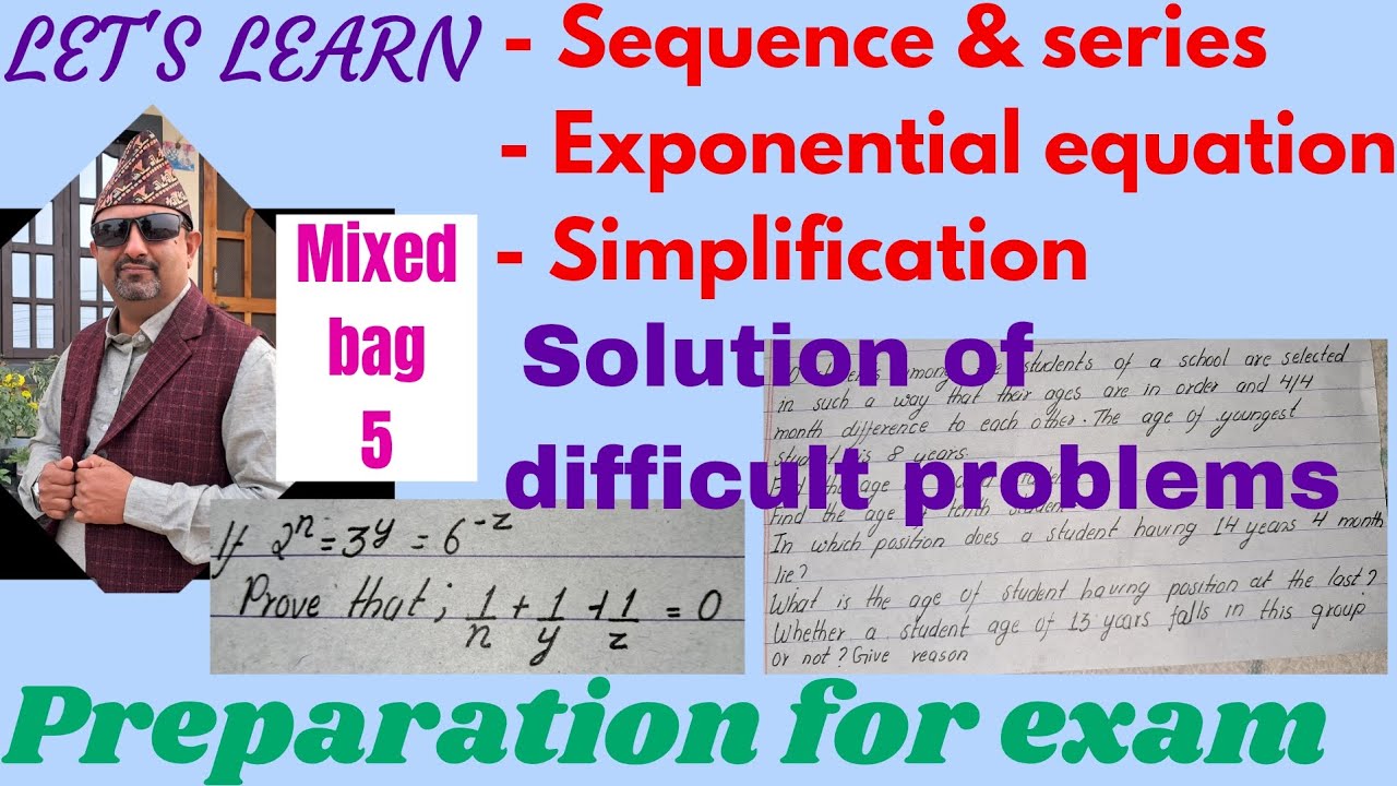 Sequence & series|Exponential equation| Simplification| Algebra | Mixed ...