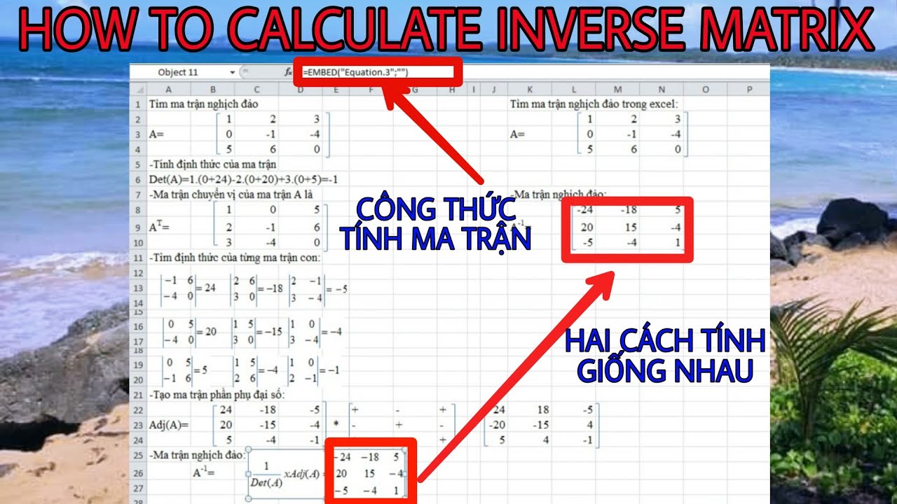 Cách sử dụng excel tính ma trận nghịch đảo | Các phép toán ma trận ...