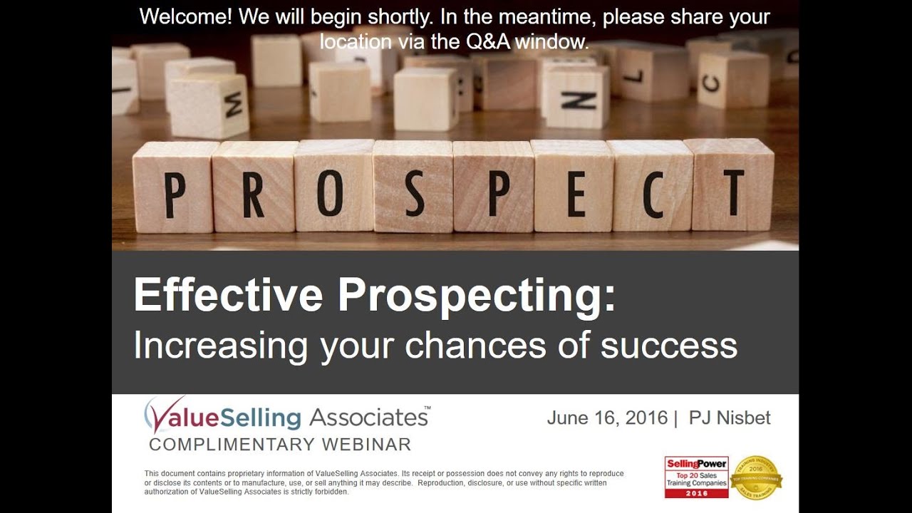 Effective Prospecting: Increasing Your Chances of Success - YouTube