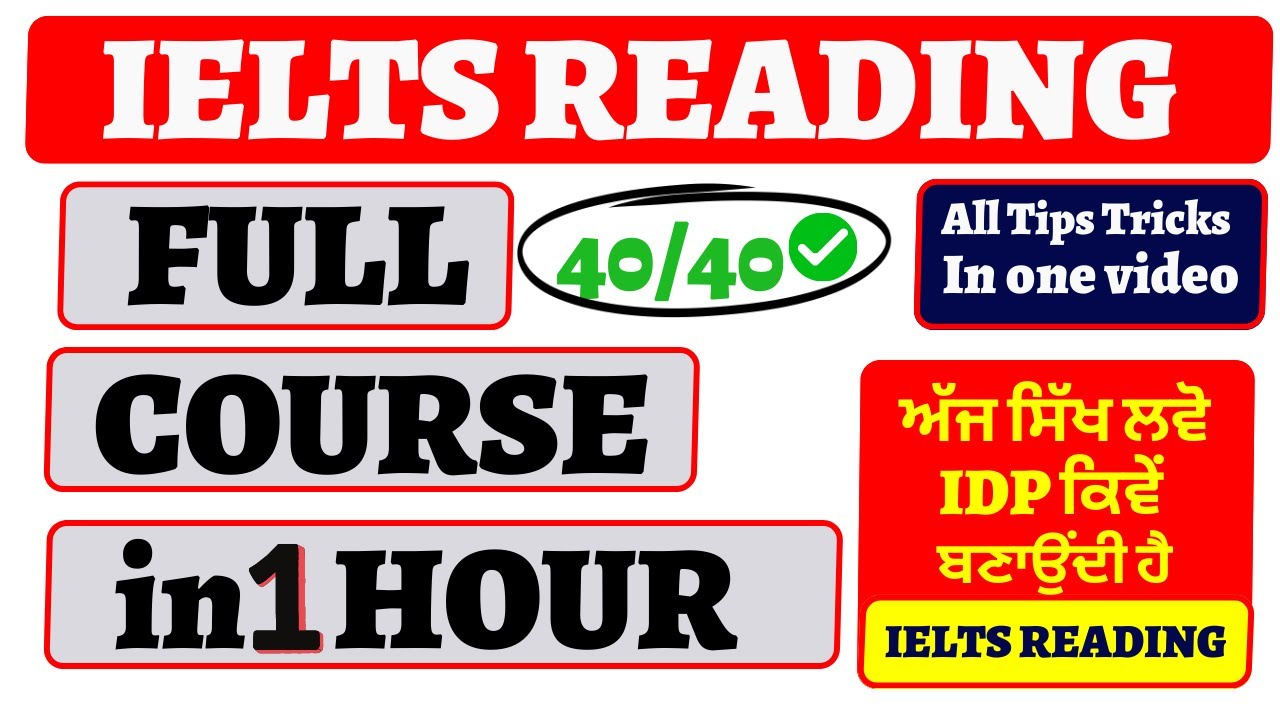 ielts reading full prepration course in just one hour| learn all ...