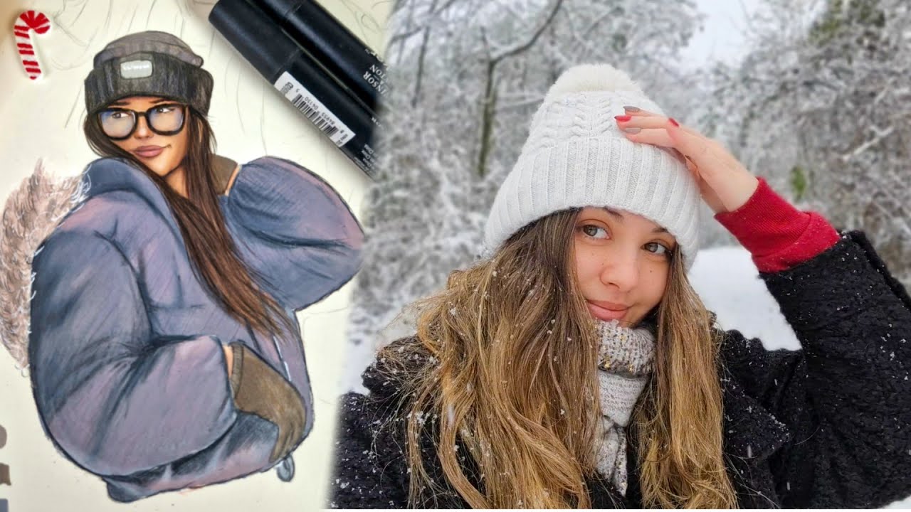 Téli napok! Téli divat rajz készítése, kirándulás a havas tájban ...