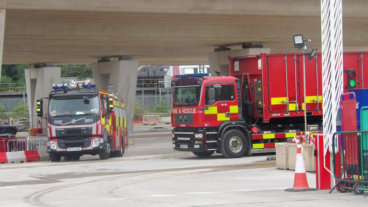 WMFS + TECH RESCUE & WMAS HART+ warwick's fire training exercise at HS2 ...