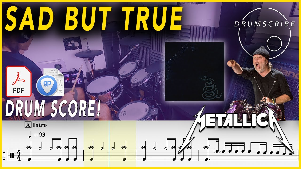 Sad But True - Metallica | Drum SCORE Sheet Music | #128 DRUMSCRIBE ...