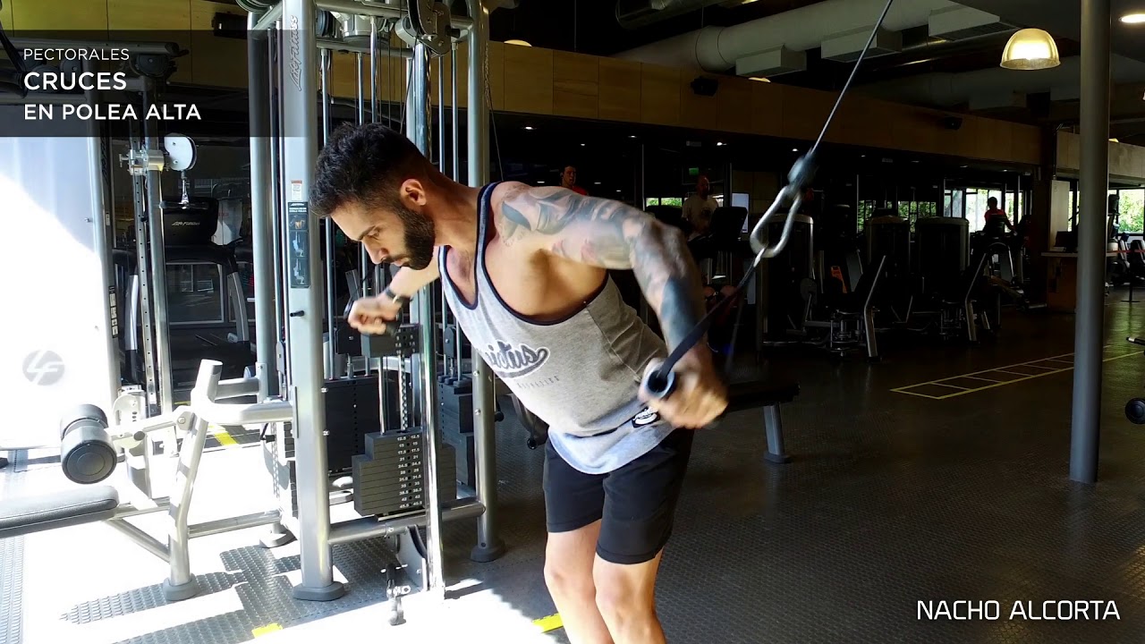 Pectorales - Cruces en polea alta - YouTube