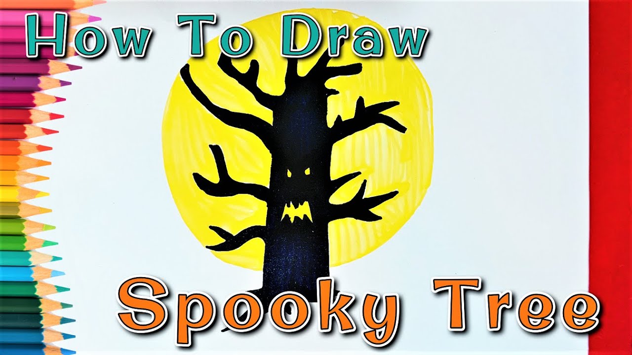 How To Draw Spooky Tree / draw scary tree for Halloween🌳 - YouTube