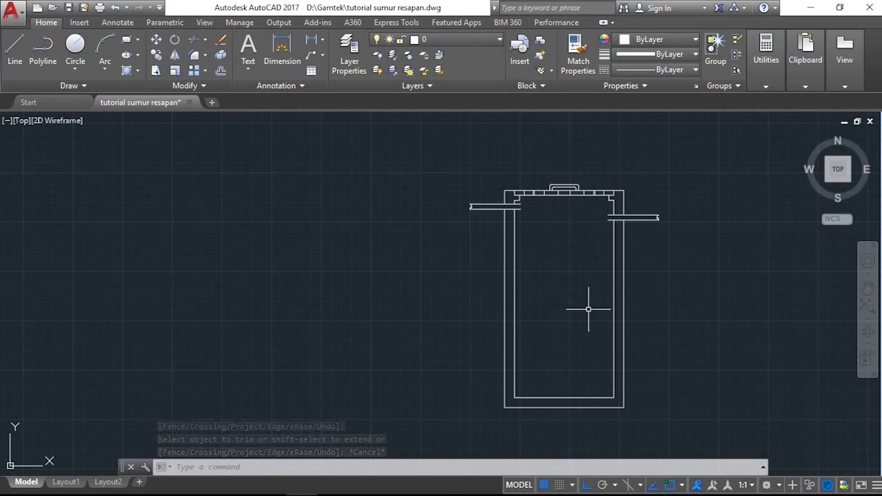 TUTORIAL MEMBUAT SUMUR RESAPAN autoCAD 2017 - YouTube