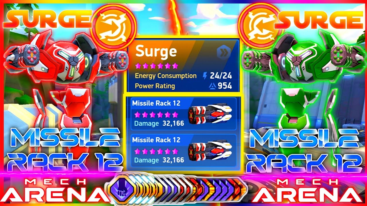 MECH ARENA 🤩⚡ SURGE ⚡ MISSILE RACK 12 ⚡Triple NEMESIS 😱⚡||• - YouTube