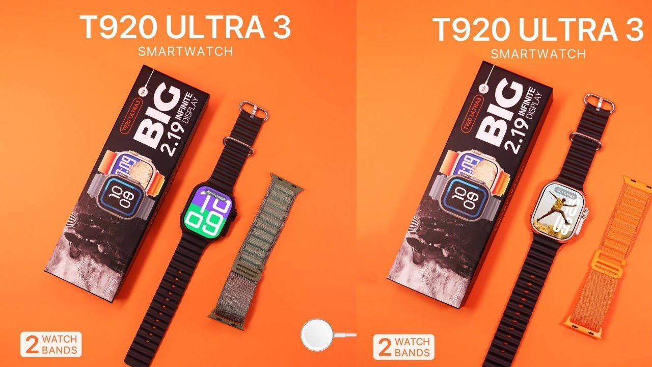 T920 ULTRA3 MAX SMART WATCH WITH TWO 2 BAND STRAPS WIRELESS CHARGING - YouTube