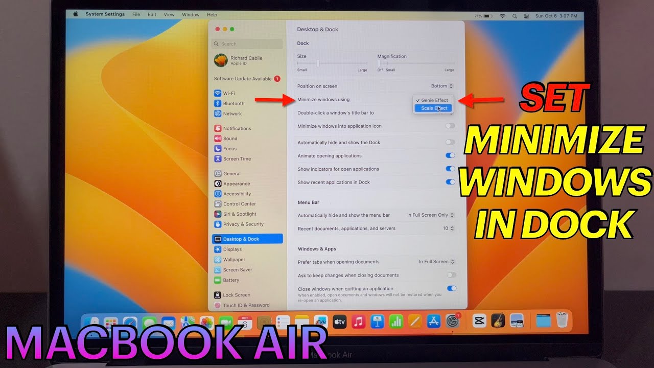 How to Set Minimize Windows in Dock on MACBOOK AIR - YouTube