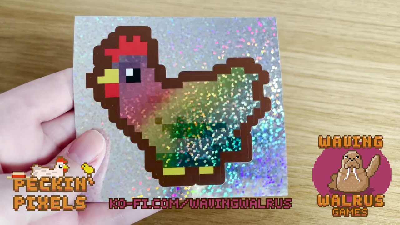 Holographic rainbow glitter chicken sticker - YouTube