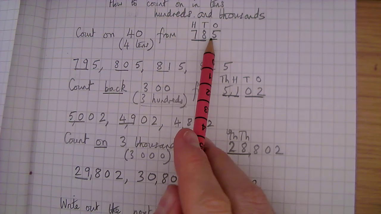 How to count on in tens, hundreds and thousands - YouTube