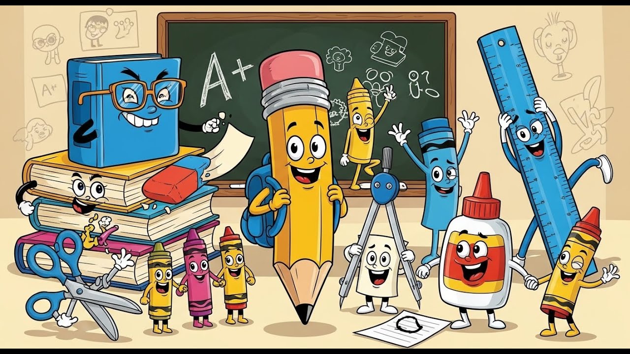 The Cheerful Classroom Crew | School Supplies Song for Kids | Merry ...