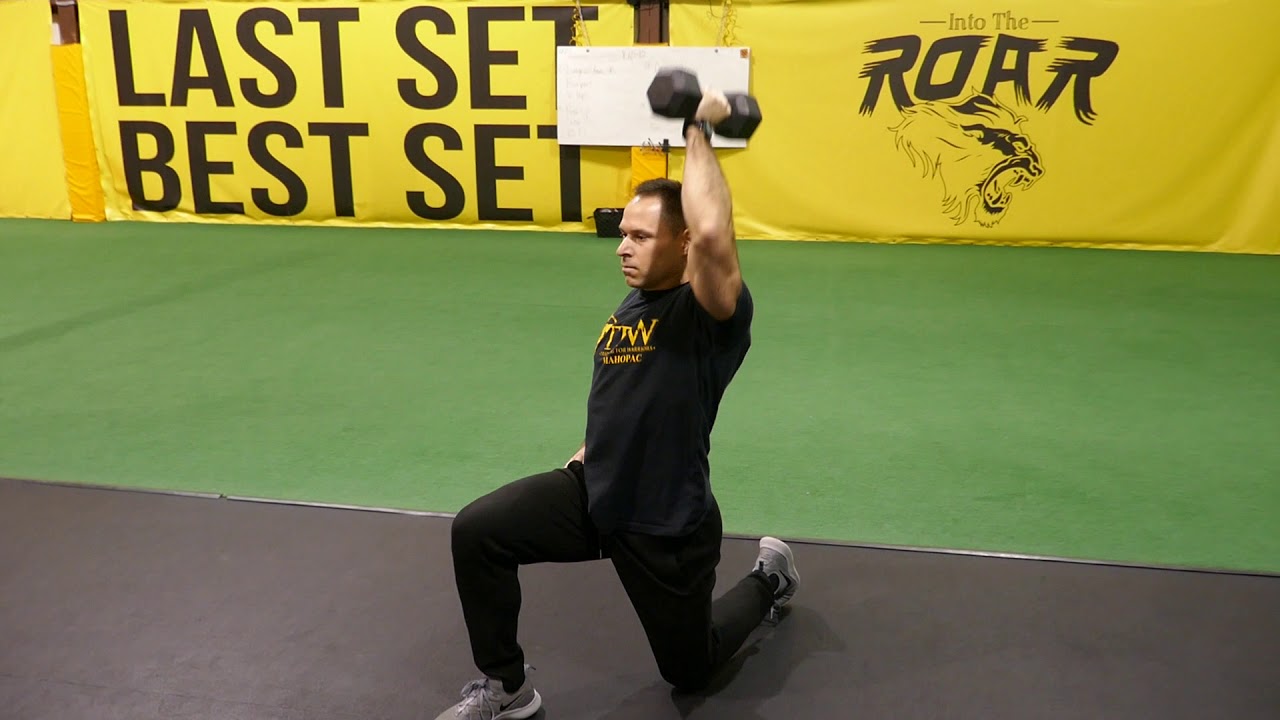1/2 kneeling db overhead press - YouTube