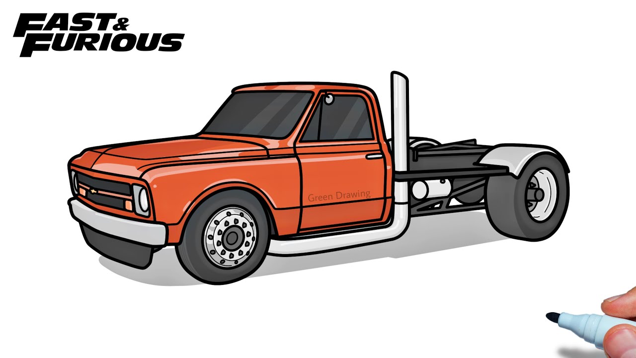 How to draw a CHEVROLET C10 from Fast and Furious 4 / drawing chevy c10 ...
