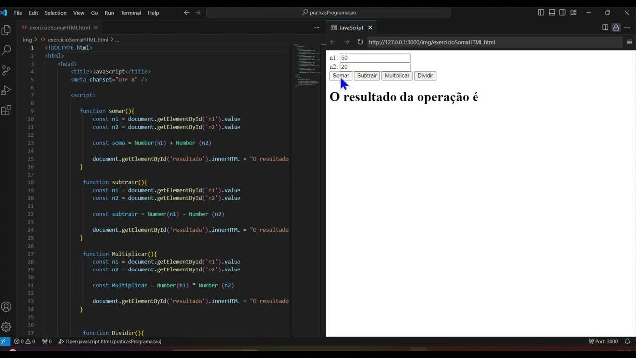 Meu 1º código em JS: calculadora básica - YouTube