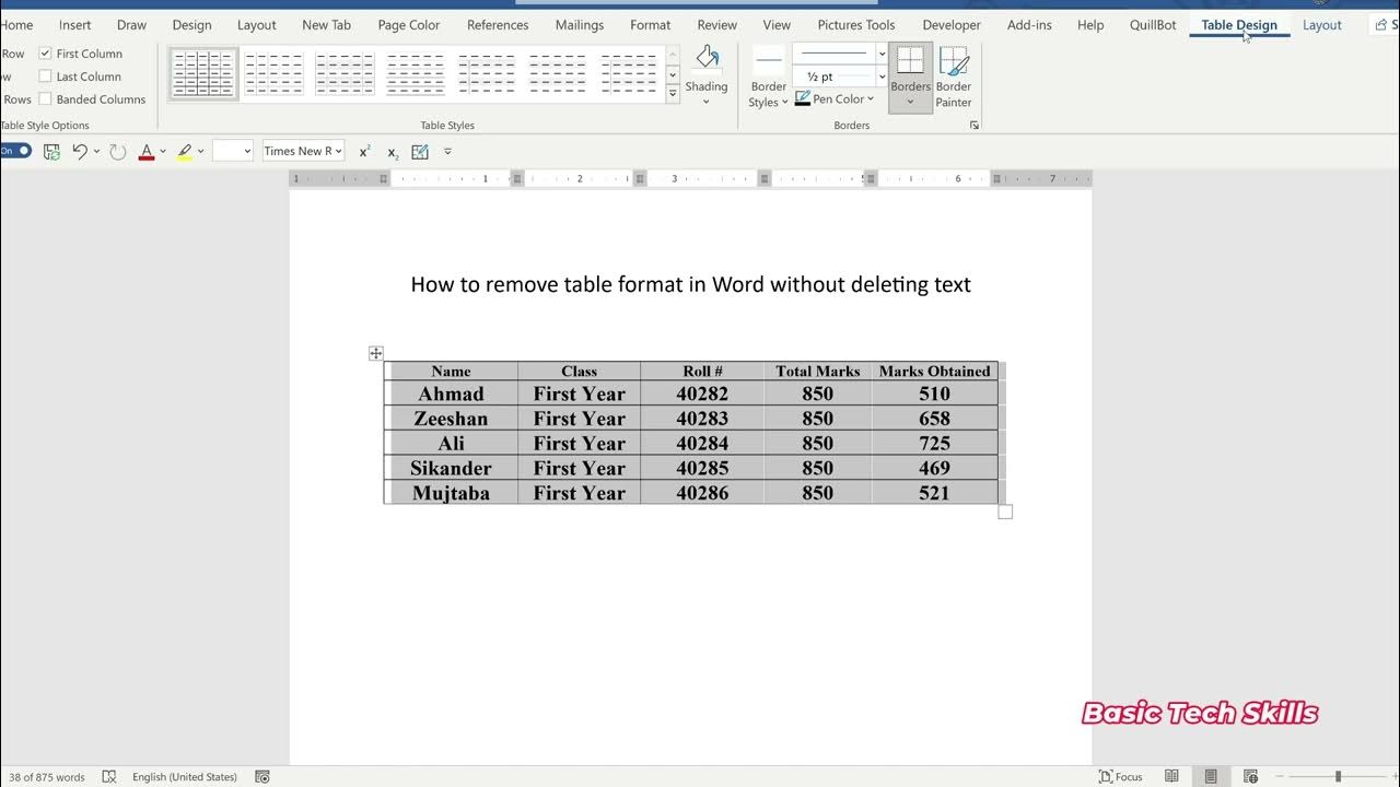 How to Remove Table Format in Word Without Deleting Text - YouTube