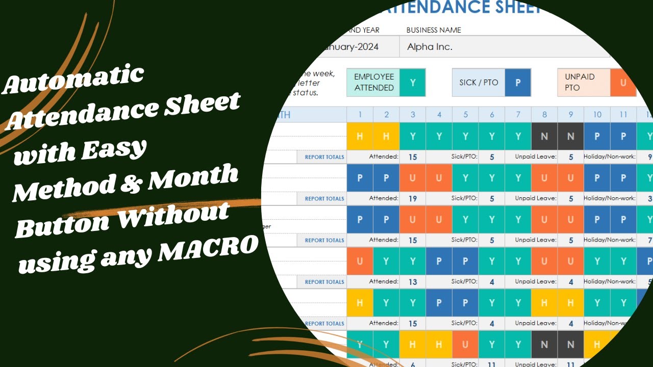 Fully Automated Attendance Sheet with Step by Step and Changes ...