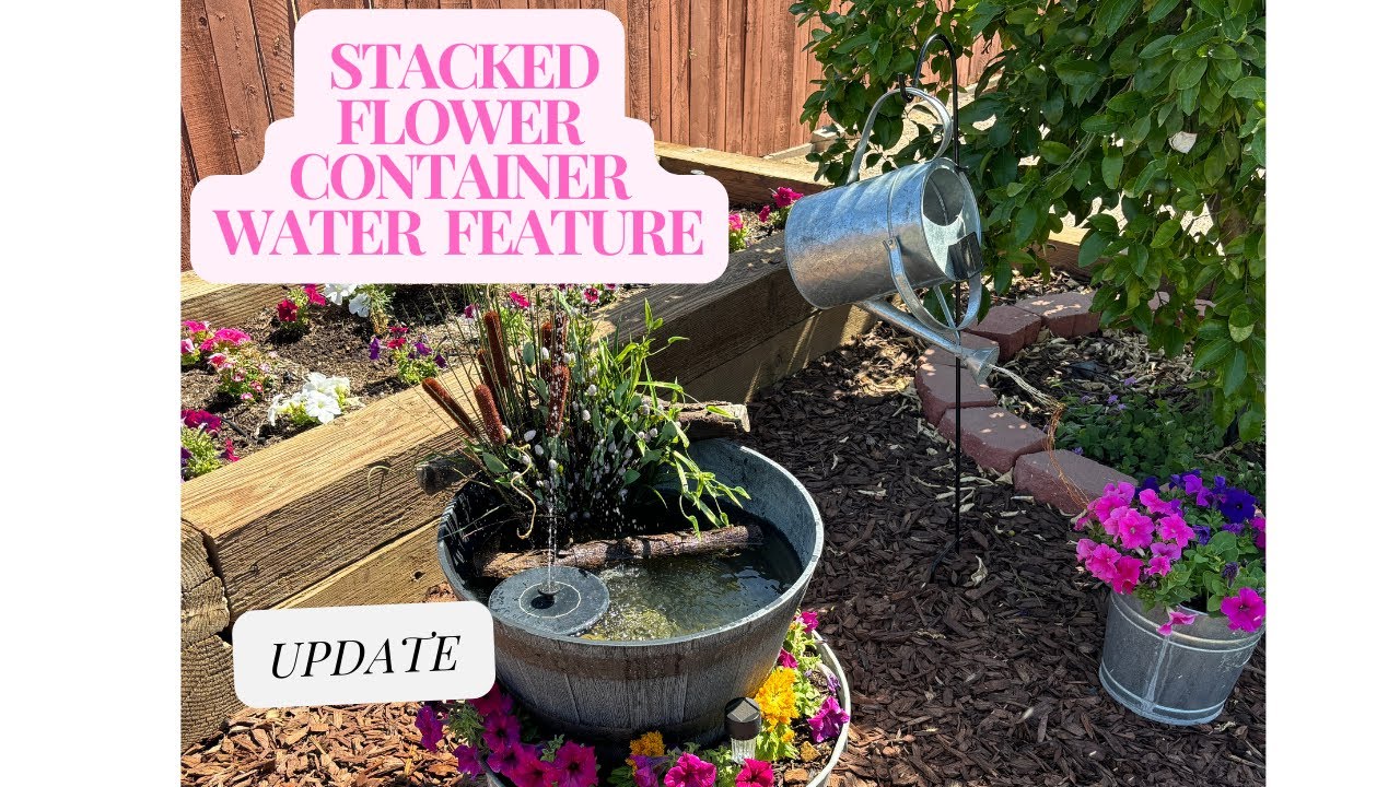 Stacked Flower Container Water Feature UPDATE - YouTube