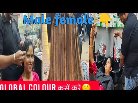 Global hair colour highlights step by step in parlour Jhumpa's hair ...