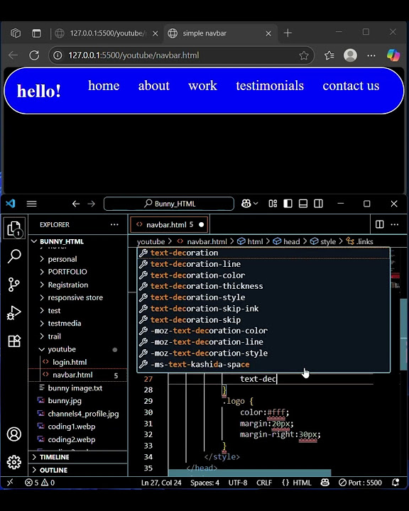 How To Create Simple Nav Bar By Using Html And Css Coding Htmlcss Programminglanguage Youtube