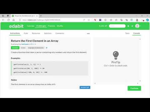 C++ Tutorial for Beginners - Edabit - Return the First Element in an Array - YouTube