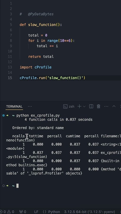 Is your Python code SLOW!? Use cProfile #pythontips - YouTube