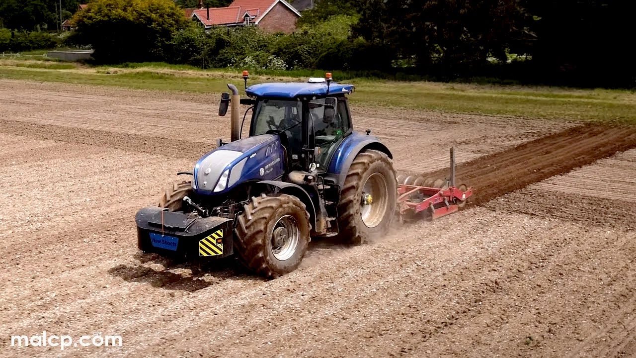 4k New Holland T7.315 HD Blue Power tractor & Sumo Trio 3m one pass ...
