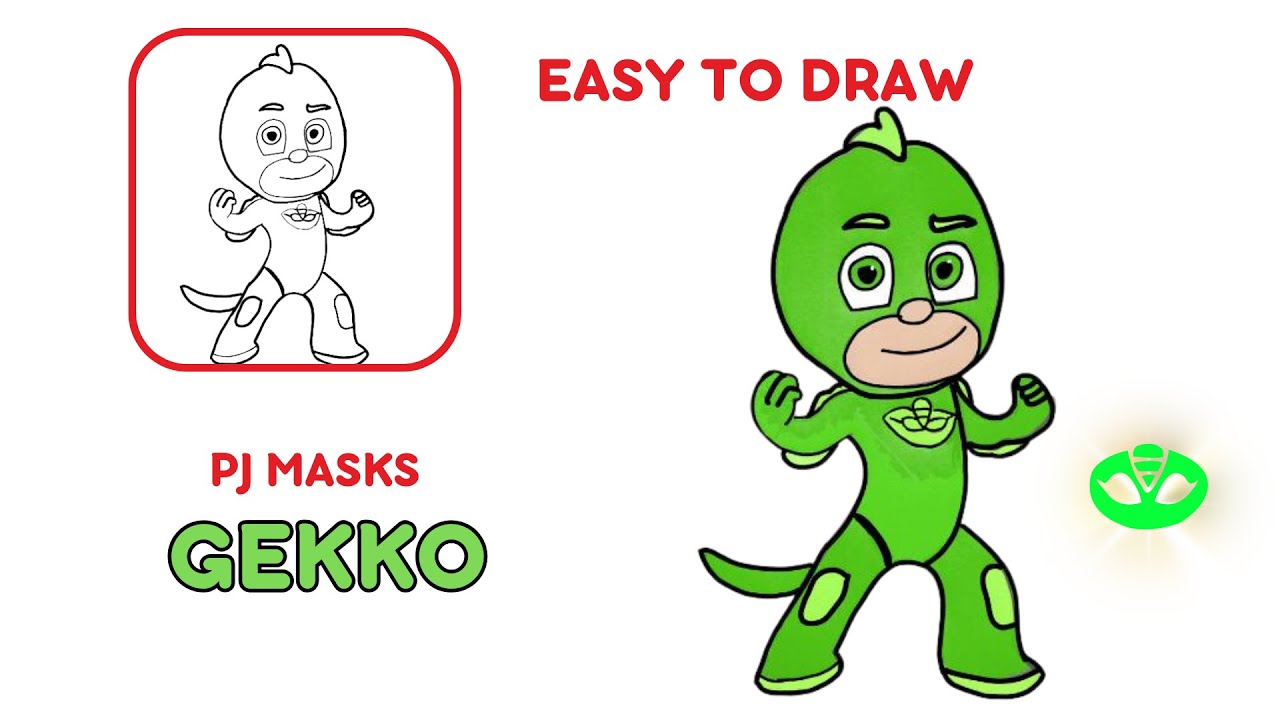 HOW TO DRAW GEKKO FROM PJ MASKS - YouTube