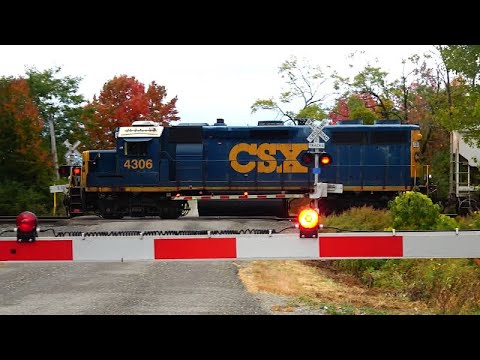 BNSF and CSX Trains Meet! Big Fast BNSF Intermodal Train! CSX Freight Train Rounds The Curve ...