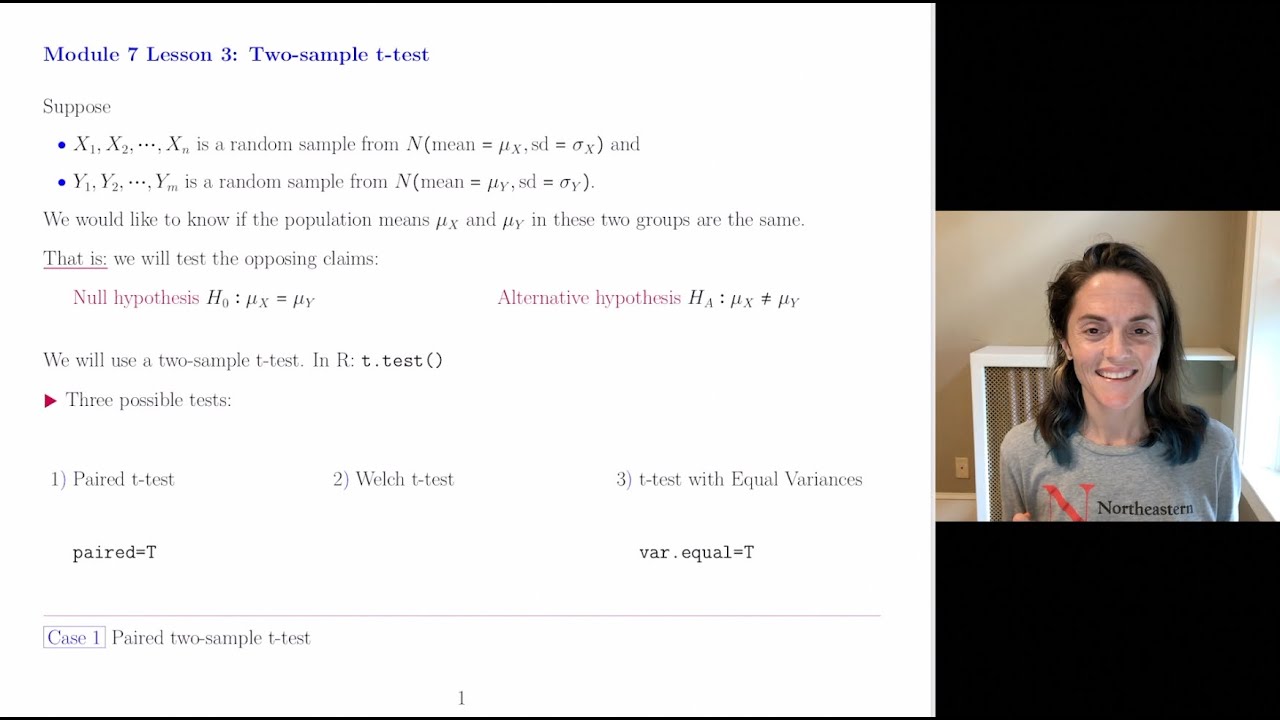 Module 7 Lesson 3: Two sample t-test (overview and lecture) - YouTube