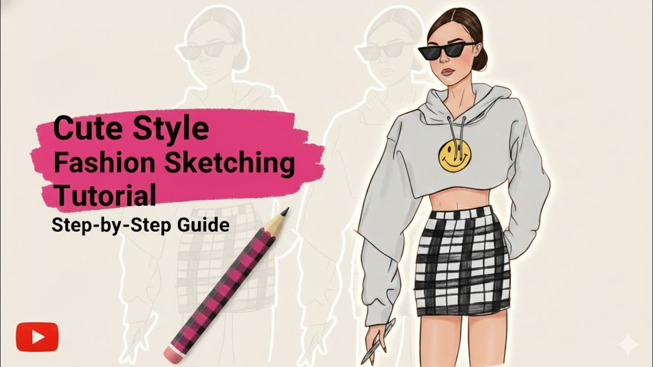 How to Draw a Preppy Girl: Oversized Smiley Hoodie Illustration Step-by ...