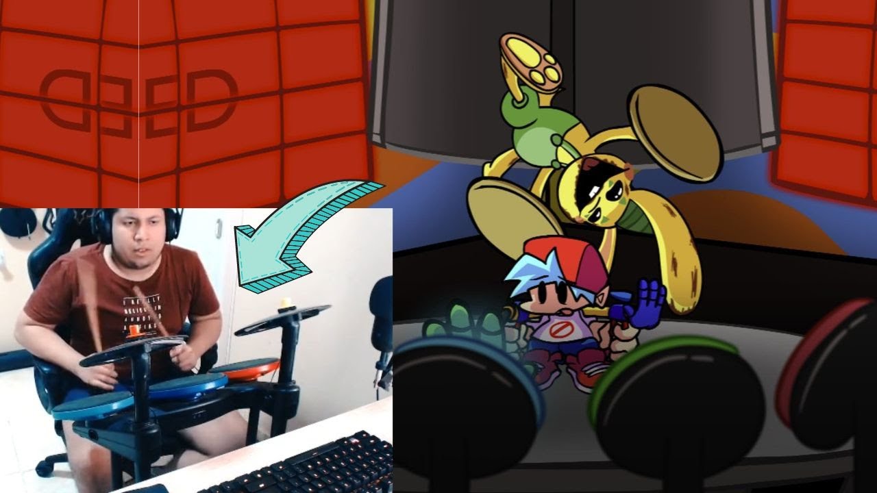 BEATING BUNZO BUNNY FNF MOD on DRUMS !!! - YouTube