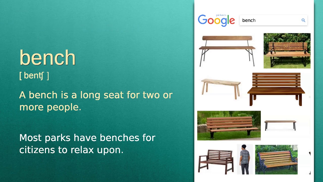 Bench : B2 level english vocabulary lesson, www.LipLix.com - YouTube