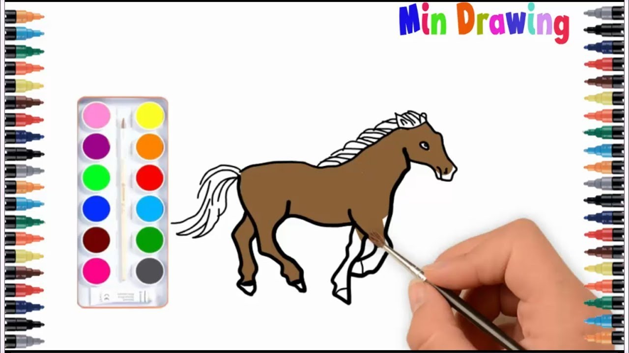 How to draw Horse and color with Min Drawing - YouTube