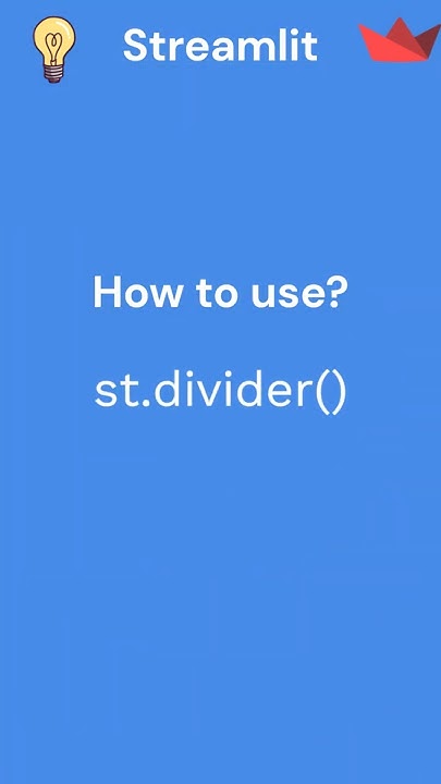 8 Streamlit tutorial st divider - YouTube
