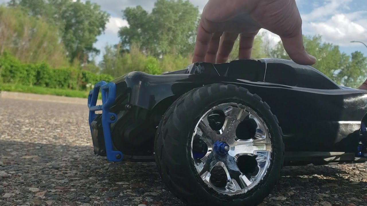 Traxxas Rustler VXL 76 mph Speed Run. Atomik Aluminum upgrades. - YouTube