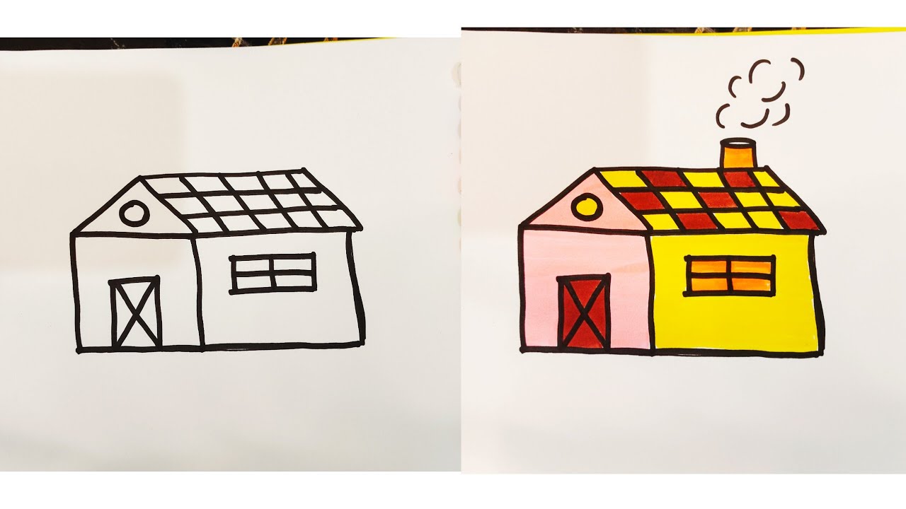 Easy house drawing || how to draw a house || very easy house drawing ...