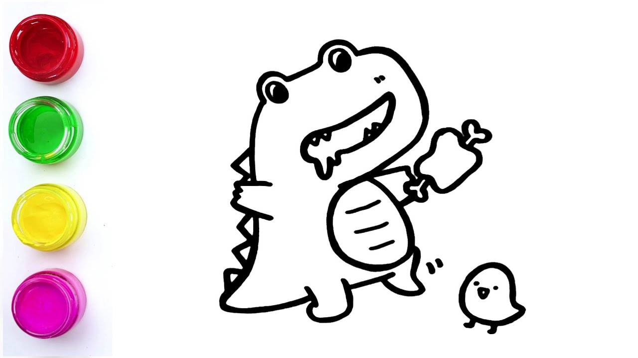 【Draw a little dinosaur】Learn easy drawing with me｜Kids｜Dinosaur ...