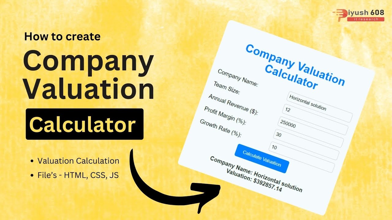Create Company Valuation Calculator in HTML, CSS, JS - YouTube