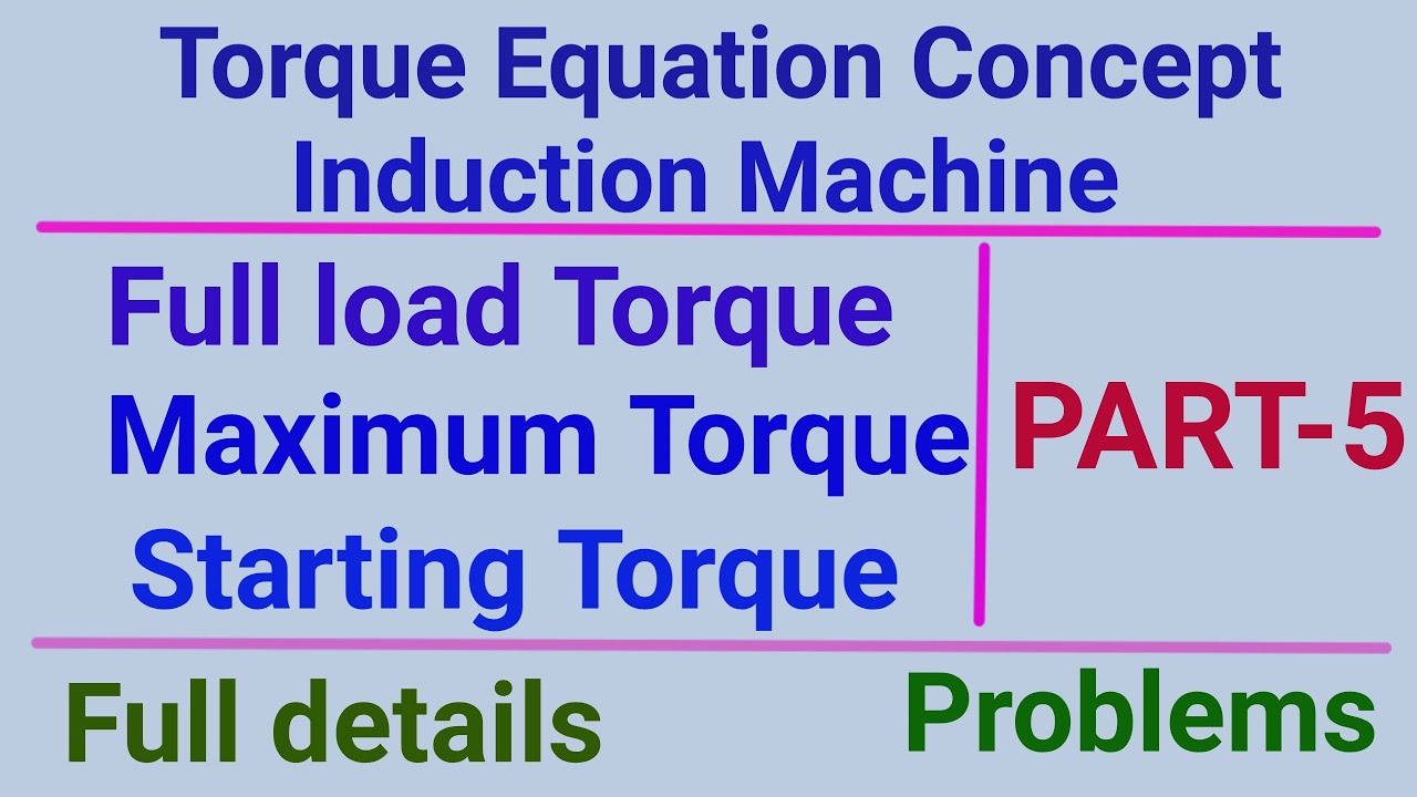 Torque equation| Full load | Starting| Maximum Torque| Induction ...