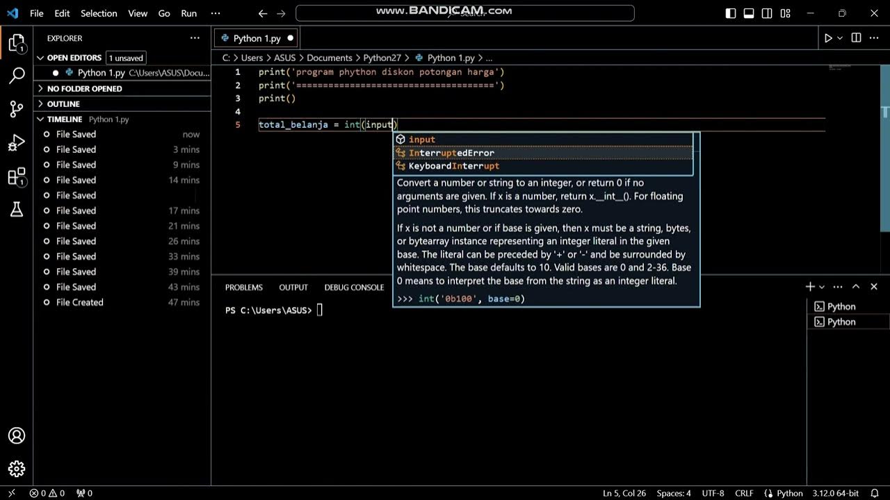 Menghitung Diskon Potongan Harga - Visual Studio Code | Phython ...